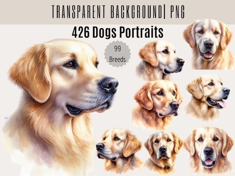 Watercolor Dog Clipart Bundle: 426 Dog Breeds PNG (digital Download) - Etsy