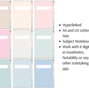 Digital 9 Subject Student Notebook iPad College School Customizable ...