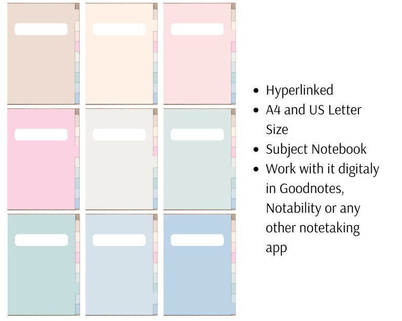 Digital 9 Subject Student Notebook iPad College School Customizable ...