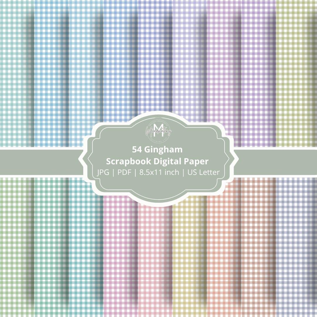 Gingham Digital Paper: Pastel Picnic Patterns for Scrapbooking (54 Jpgs ...