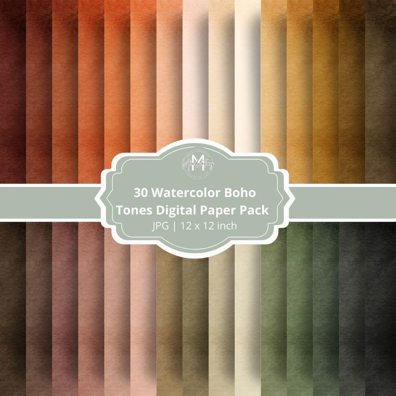 Watercolor Boho Digital Scrapbook Paper Pack: Earthy Tones, Seamless ...