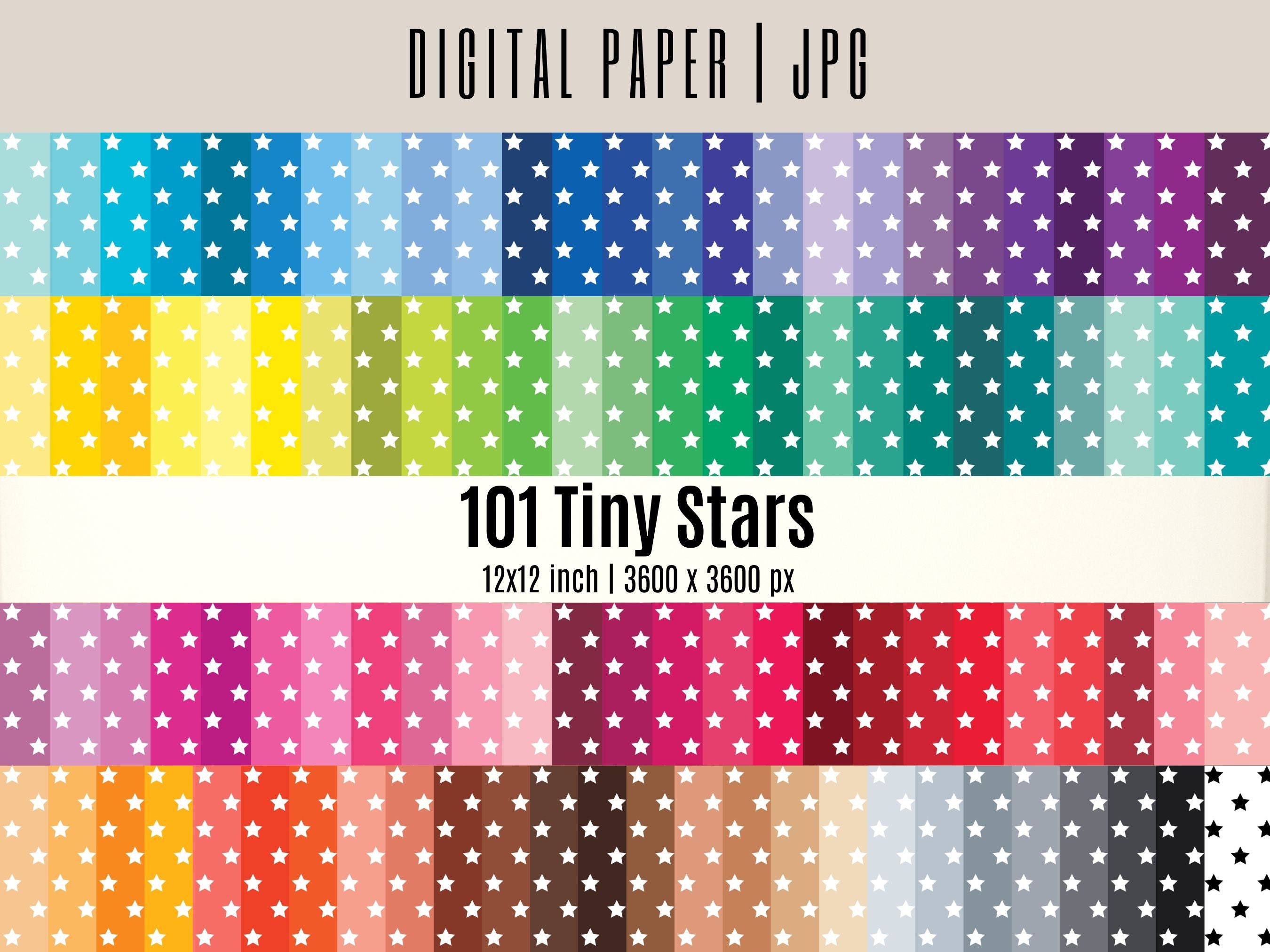 101 Tiny Stars Digital Paper Rainbow Colors, Small Geometric Mini Star ...