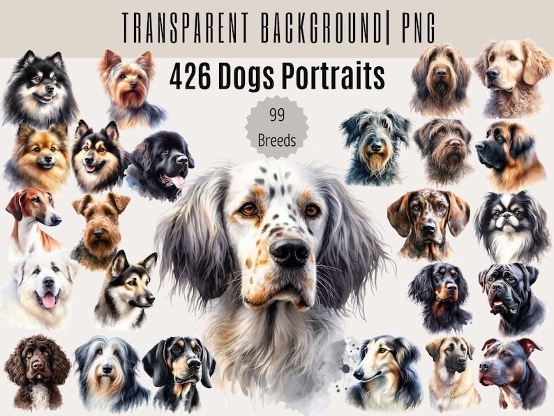 Watercolor Dog Clipart Bundle: 426 Dog Breeds PNG (digital Download) - Etsy