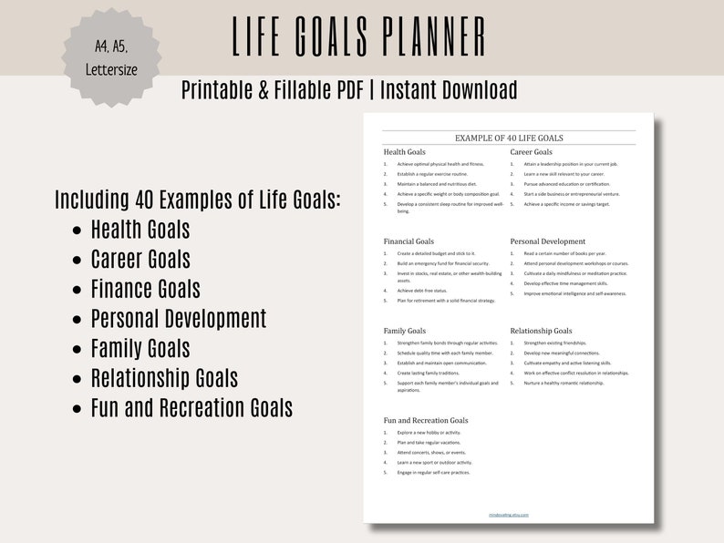 Life Goals Planner, Goal Setting, Life Vision Planner, My Future, Dream ...