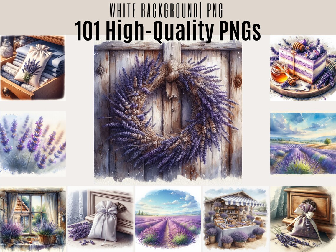 Lavender Set Clipart Bundle 101 High-quality Pngs, Digital Paper ...