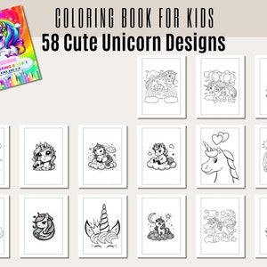 Cute Unicorn Coloring Pages for Kids, Unicorn Printables, Printable ...