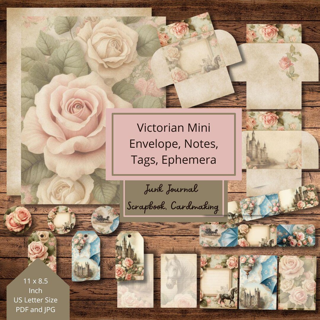 Victorian Ephemera Kit: Mini Envelopes, Tags, Notes (printable PDF) - Etsy