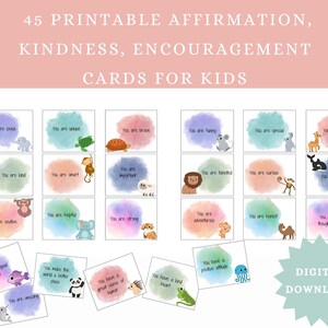 45 Kindness Cards Affirmation Cards Inspiring Lunchbox Printable Notes ...