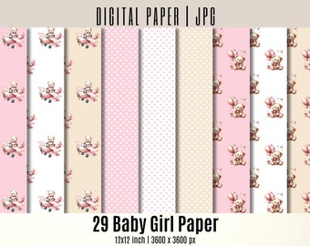 Watercolor Baby Girl Paper: Pastel Pink Designs (digital Download) - Etsy