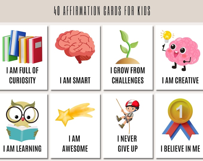 Printable Affirmation Cards for Kids| Set of 35 Positive Children’s ...