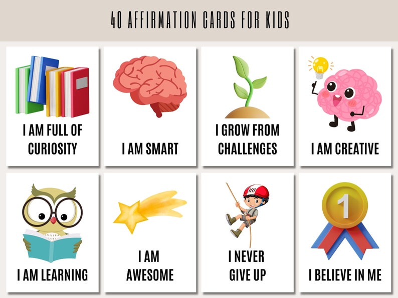 40 Affirmation Cards for Kids Digital | Positive Affirmation Cards ...