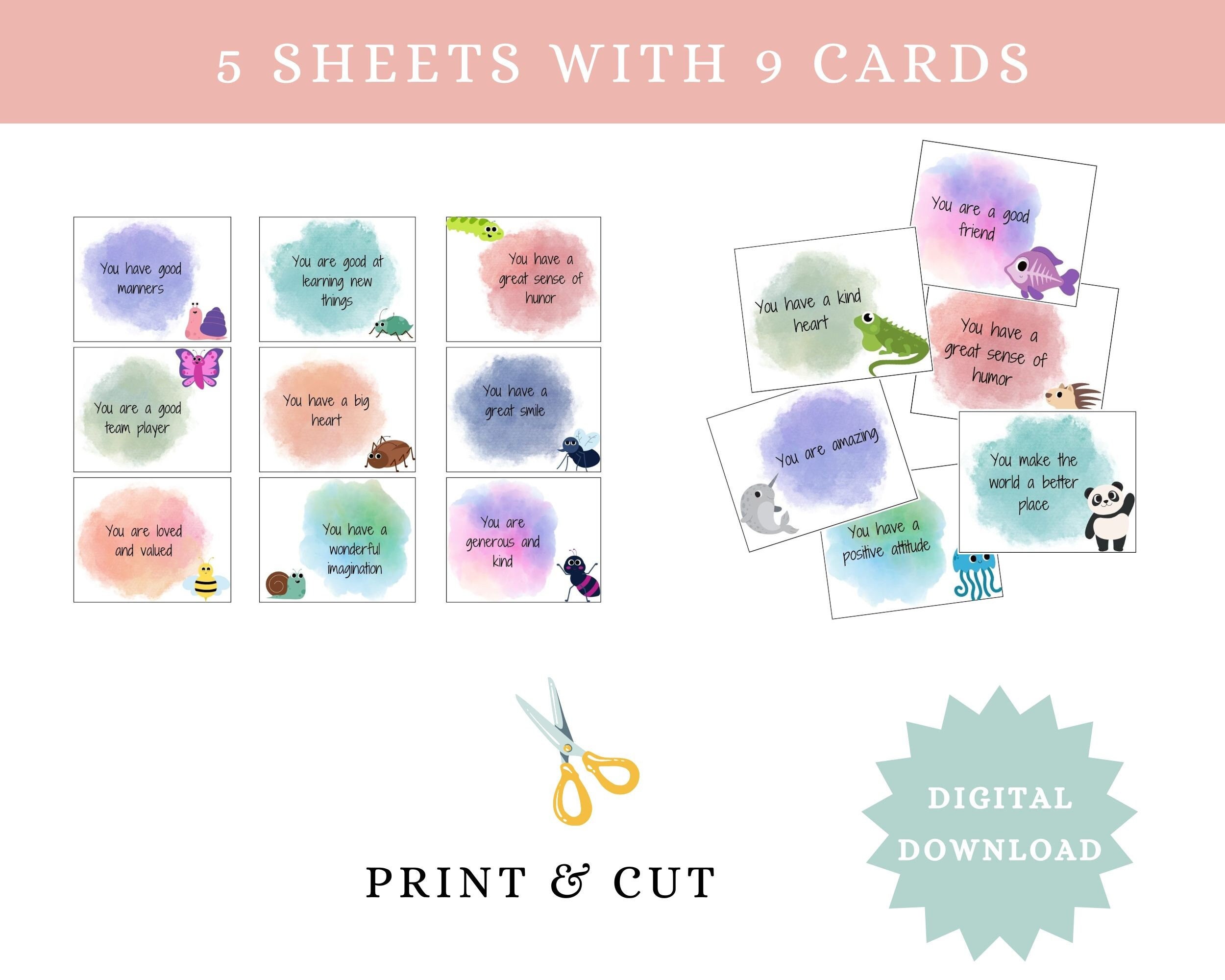 45 Kindness Cards Affirmation Cards Inspiring Lunchbox Printable Notes ...