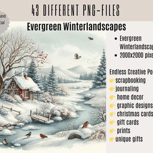 Watercolor Christmas Clipart: Winter Wonderland PNG Images (digital ...