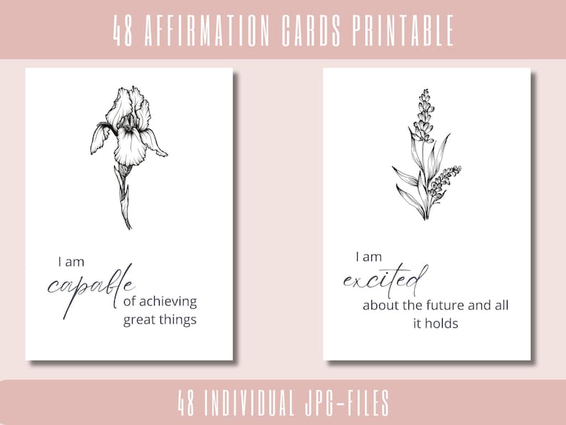 Printable Affirmation Cards: Self-care, Vision Board, Positive Quotes ...
