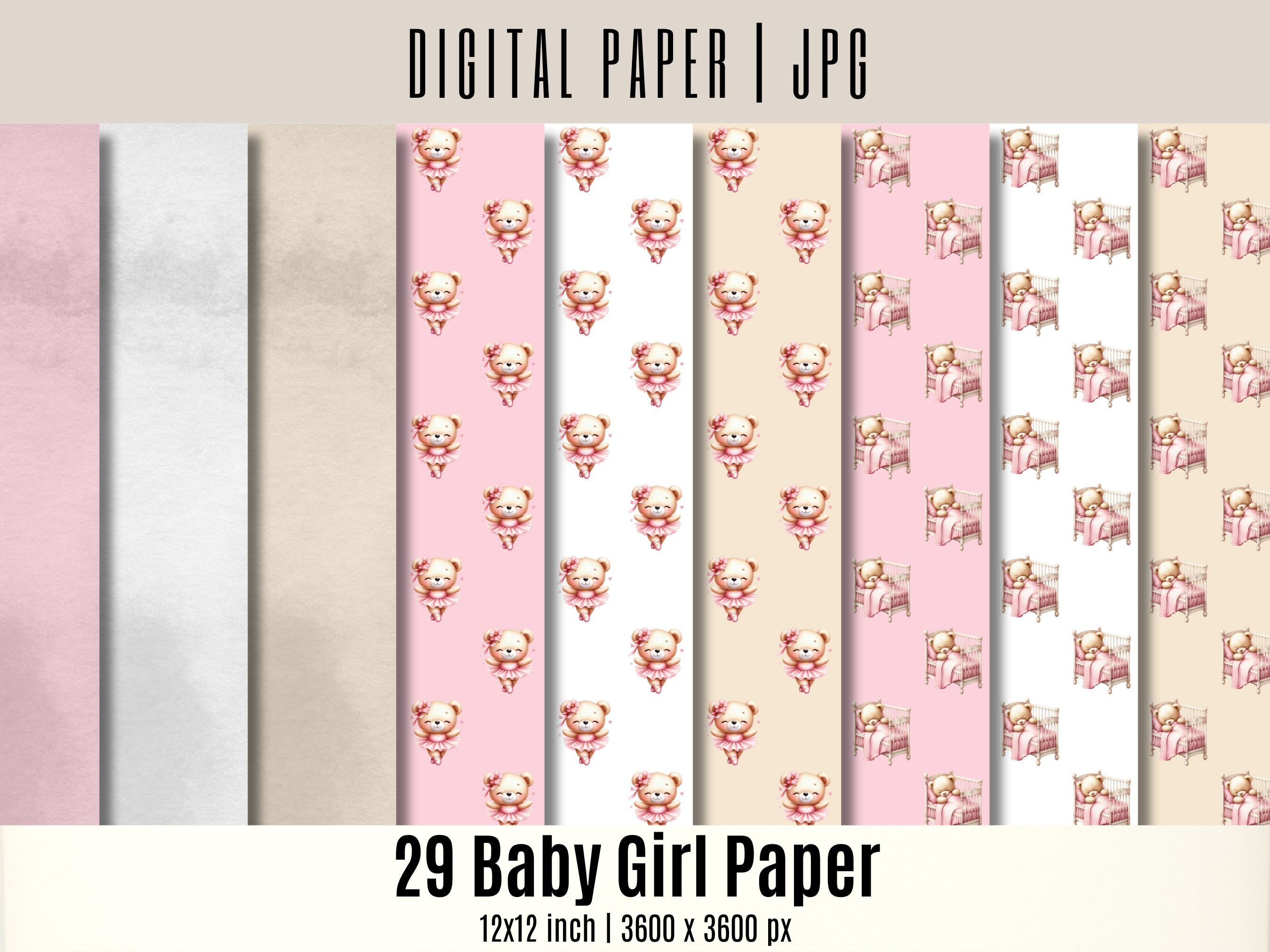 Watercolor Baby Girl Paper: Pastel Pink Designs (digital Download) - Etsy