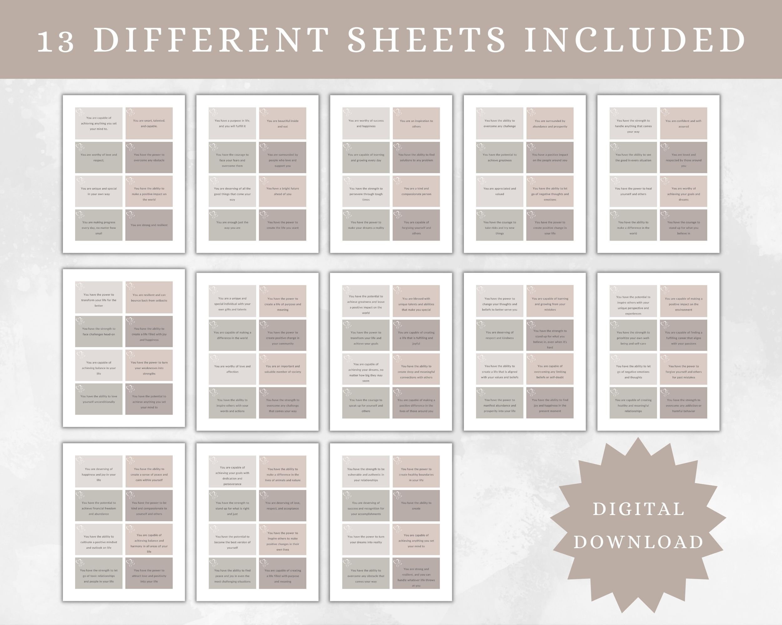 Printable Positive Affirmation Note Cards Compliment Cards Kindness ...