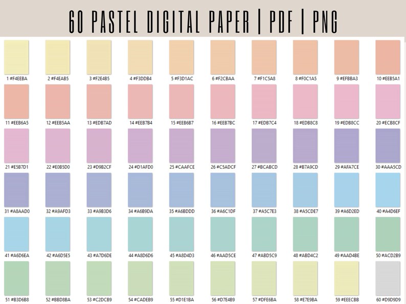 Pastel Lined Digital Paper: A4, US Letter (PDF & PNG) - Etsy