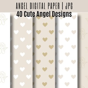 40 Angel Digital Paper Pack Seamless Patterns Backgrounds Scrapbook ...