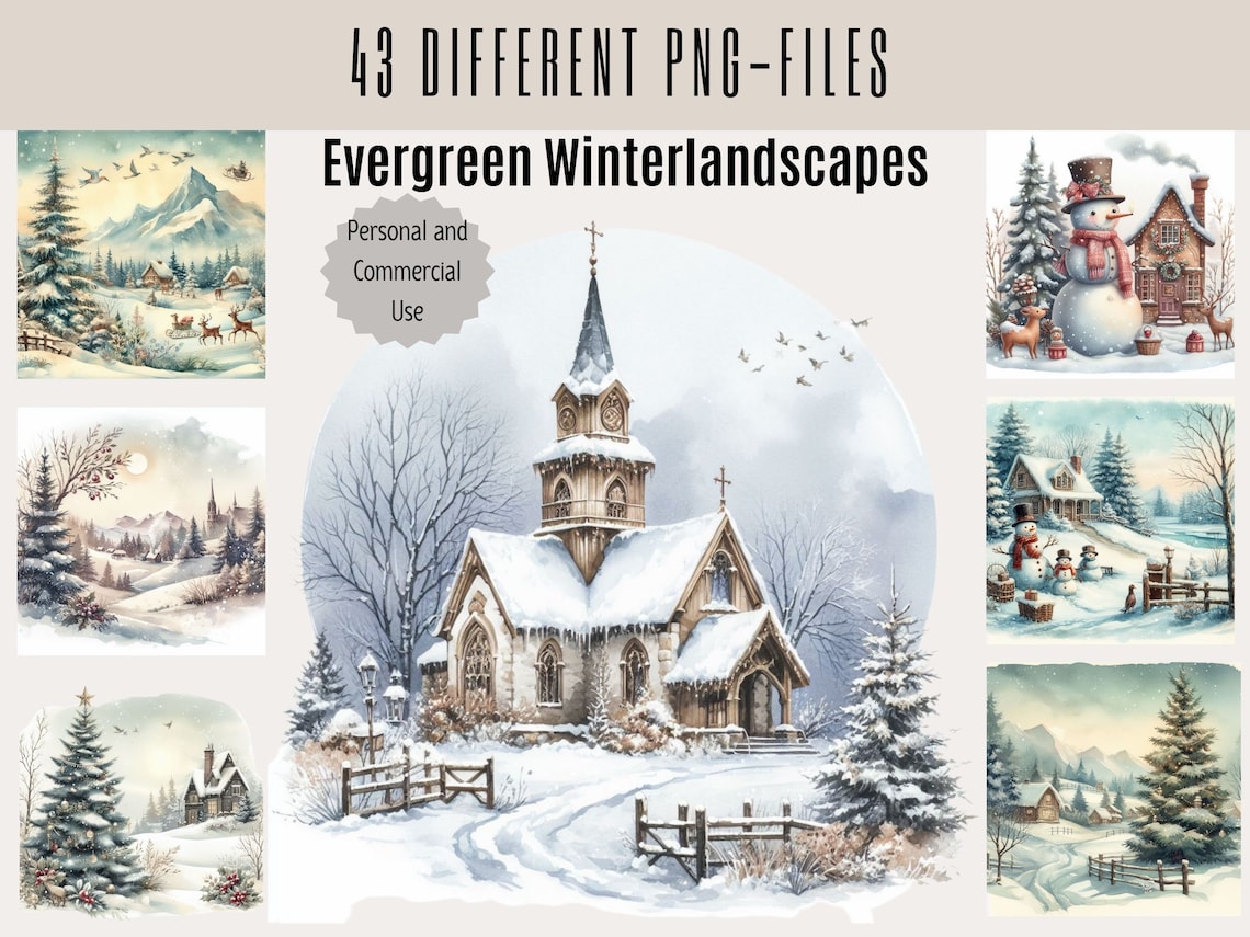 Watercolor Christmas Clipart Winter Wonderland Clipart Christmas Cards ...