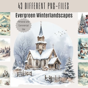 Watercolor Christmas Clipart: Winter Wonderland PNG Images (digital ...
