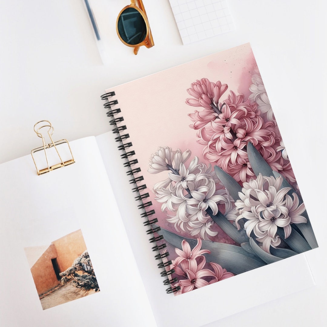 Pink Spring Flowers Spiral Notebook Ruled Line - Etsy