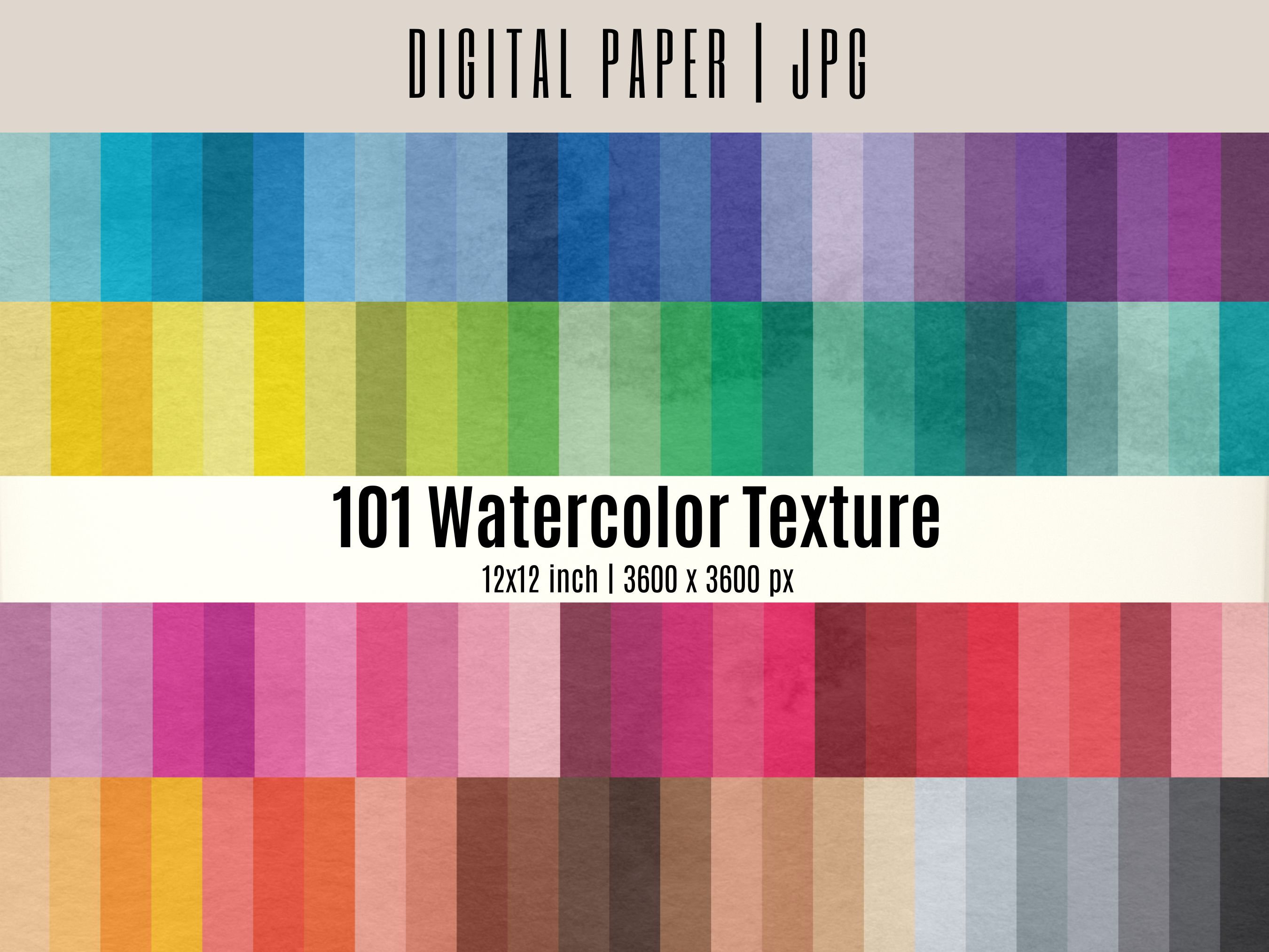 101 Watercolor Texture Digital Paper Bundle, Commercial Use Instant ...