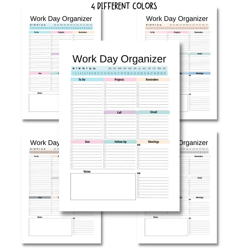 Work Day Planner: Printable To-do List, Fillable PDF - Etsy