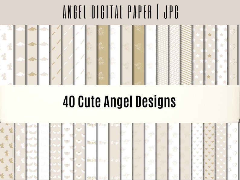 40 Angel Digital Paper Pack Seamless Patterns Backgrounds Scrapbook ...