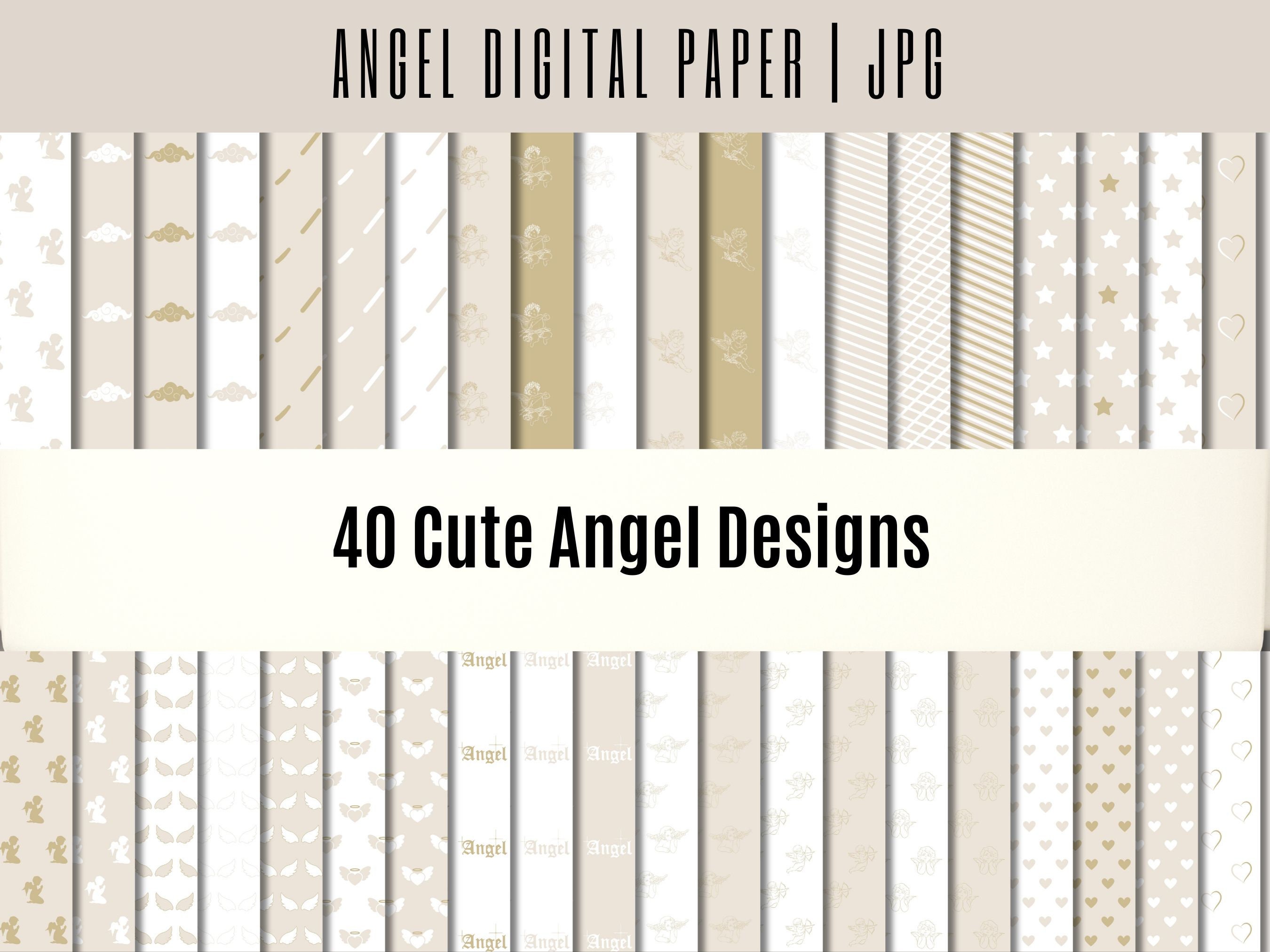 40 Angel Digital Paper Pack Seamless Patterns Backgrounds Scrapbook ...
