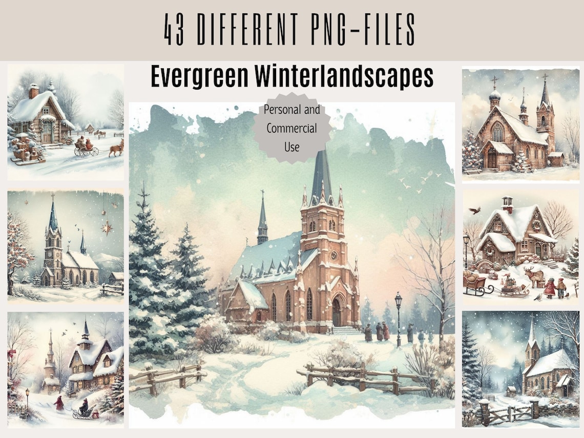 Watercolor Christmas Clipart Winter Wonderland Clipart Christmas Cards ...