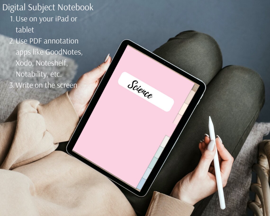 Digital 9 Subject Student Notebook iPad College School Customizable ...