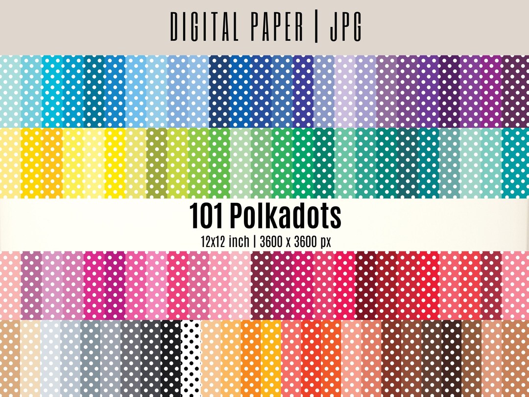 Polkadot Digital Scrapbook Paper: 101 Seamless Rainbow Patterns (12x12 ...