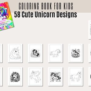 Cute Unicorn Coloring Pages for Kids, Unicorn Printables, Printable ...