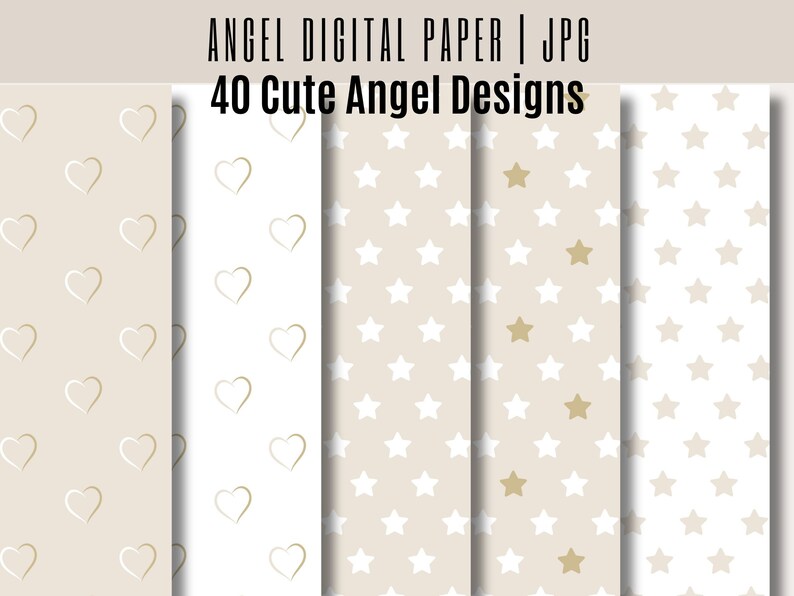 40 Angel Digital Paper Pack Seamless Patterns Backgrounds Scrapbook ...