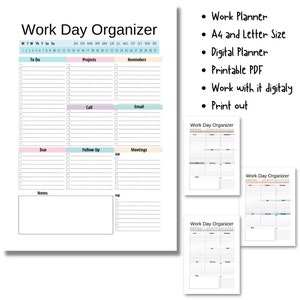 Work Day Planner: Printable To-do List, Fillable PDF - Etsy