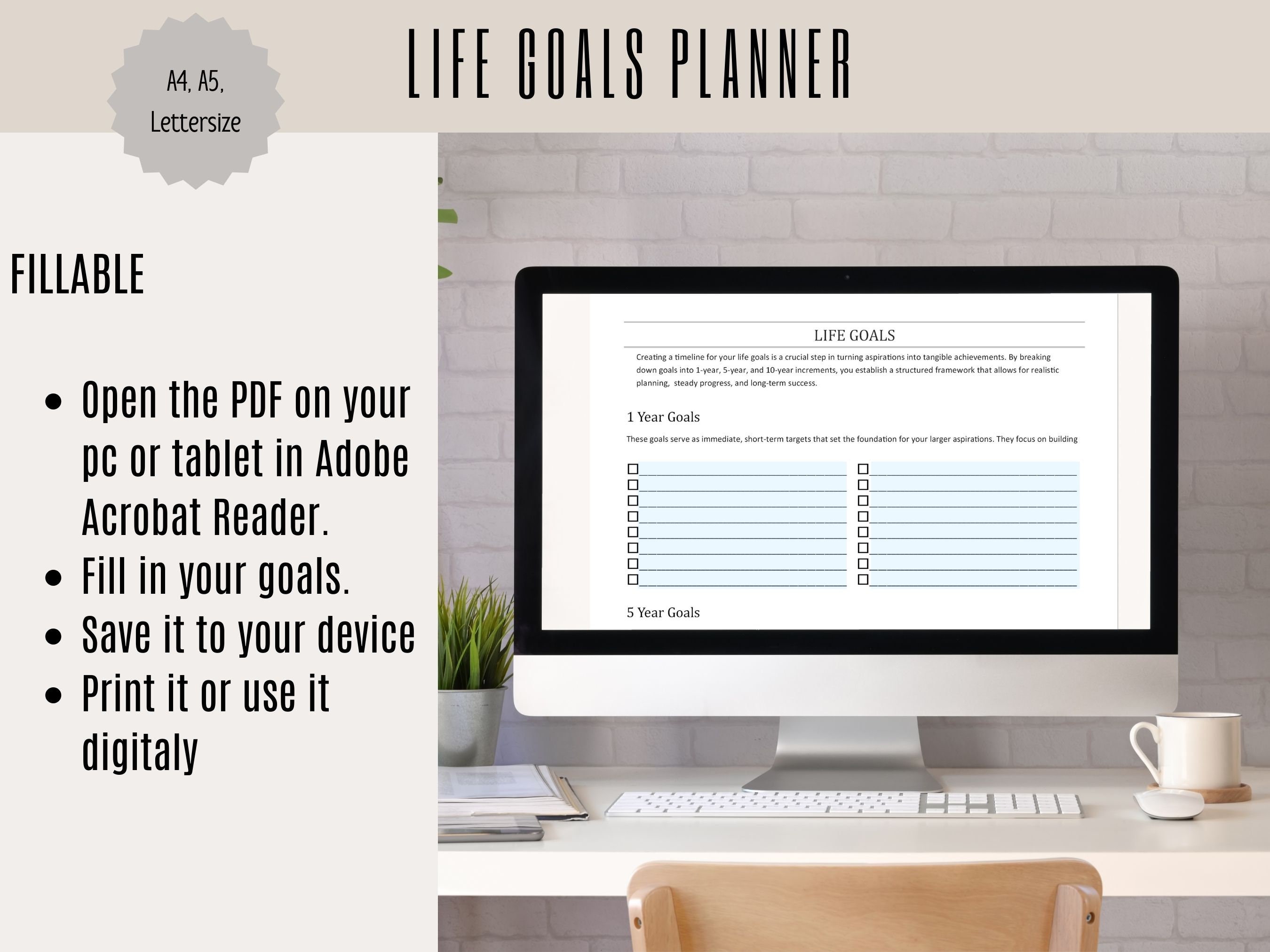 Life Goals Planner, Goal Setting, Life Vision Planner, My Future, Dream ...