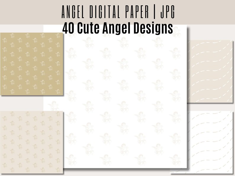40 Angel Digital Paper Pack Seamless Patterns Backgrounds Scrapbook ...
