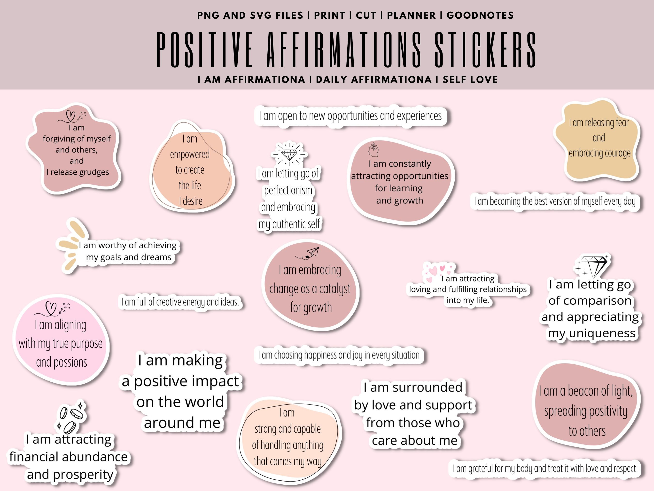 Positive Affirmation Stickers Pack Digital Daily - Etsy