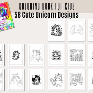 Cute Unicorn Coloring Pages for Kids, Unicorn Printables, Printable ...