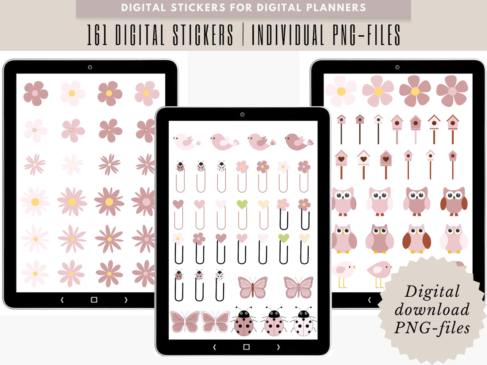 Digital Sticker Kit 161 PNG Stickers Sticky Notes Goodnotes Planner ...