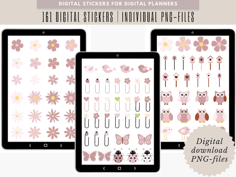 Digital Sticker Kit 161 PNG Stickers Sticky Notes Goodnotes Planner ...