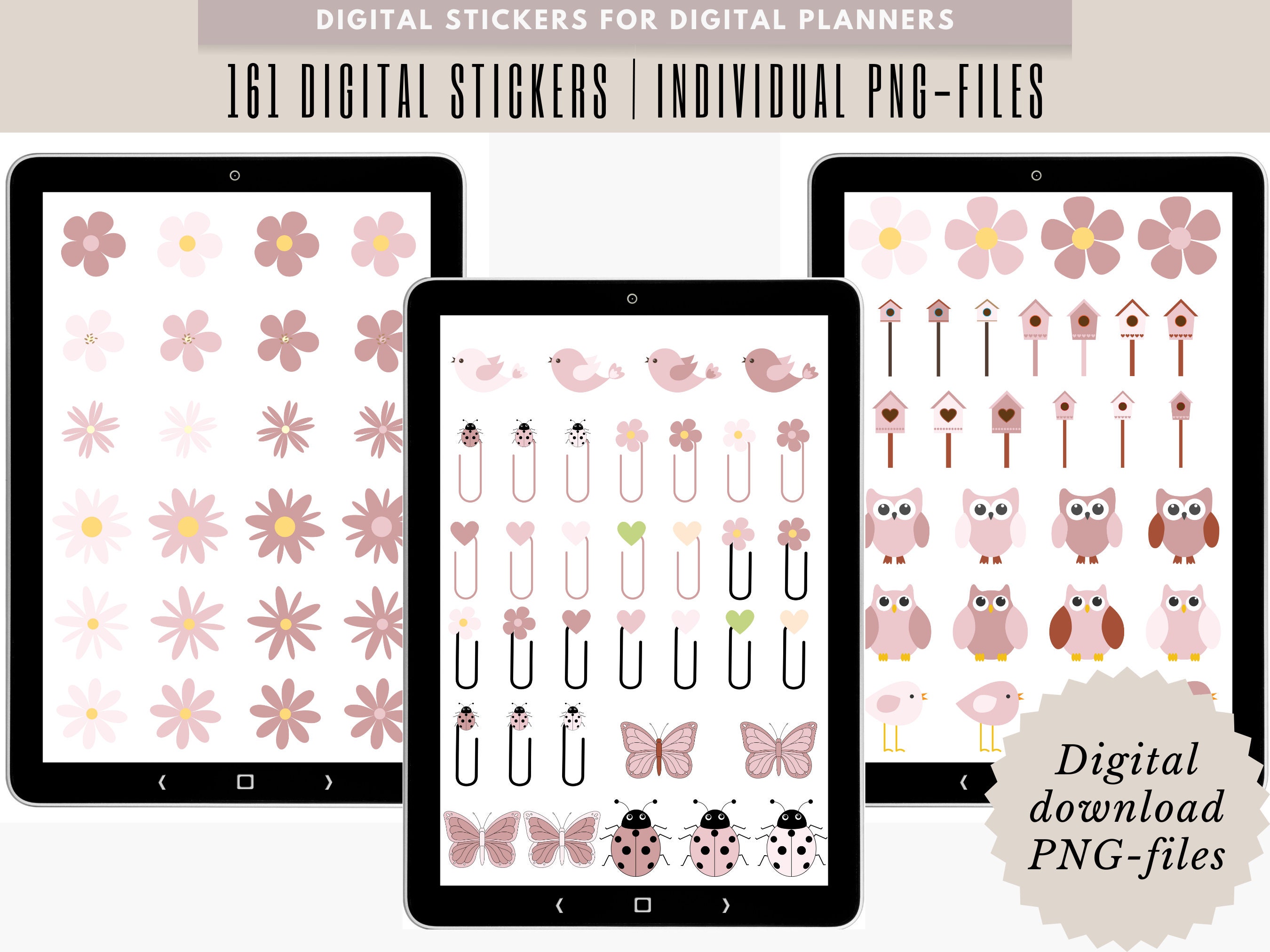 Digital Sticker Kit 161 PNG Stickers Sticky Notes Goodnotes Planner ...