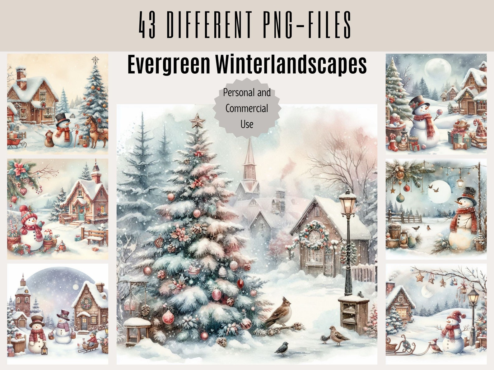 Watercolor Christmas Clipart Winter Wonderland Clipart Christmas Cards ...