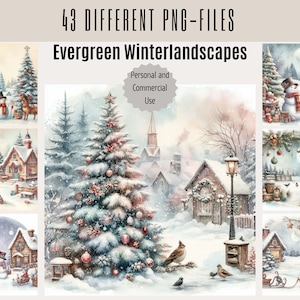 Watercolor Christmas Clipart: Winter Wonderland PNG Images (digital ...