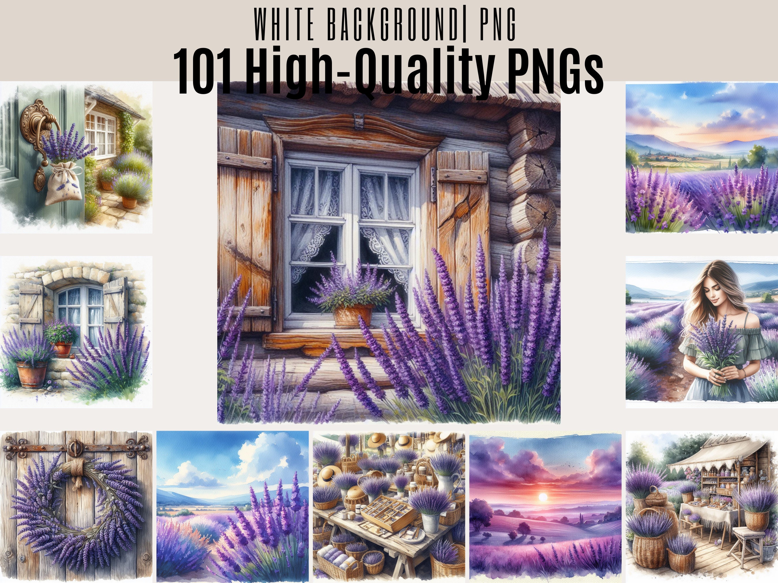 Lavender Set Clipart Bundle 101 High-quality Pngs, Digital Paper ...
