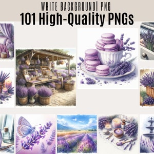 Lavender Set Clipart Bundle - 101 High-quality Pngs, Digital Paper ...