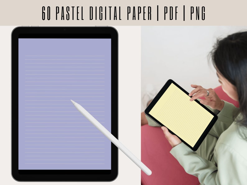 Pastel Lined Digital Paper: A4, US Letter (PDF & PNG) - Etsy