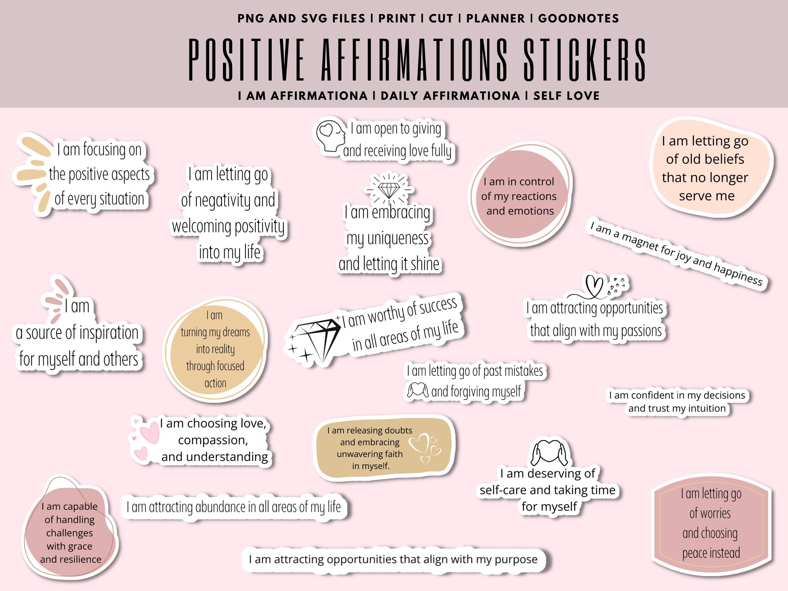 Positive Affirmation Stickers Pack, Digital Daily Affirmations, I Am ...