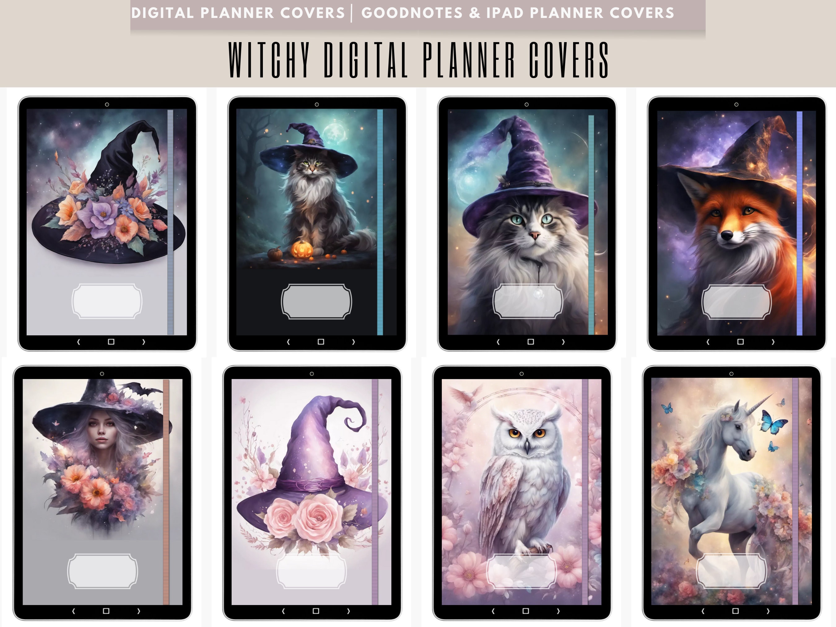 Witchy Digital Planner Covers Goodnotes Cover | iPad Planner Cover ...
