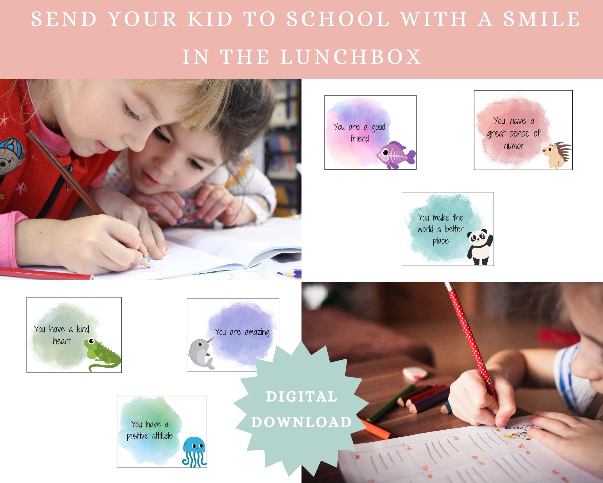 45 Kindness Cards Affirmation Cards Inspiring Lunchbox Printable Notes ...